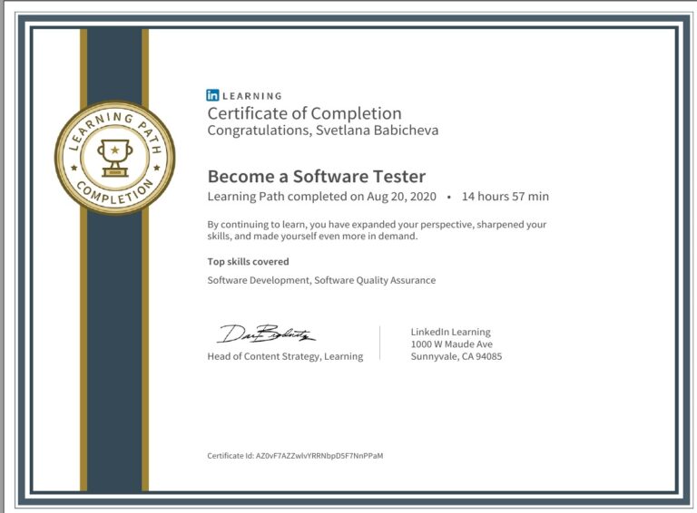 I am on my way to ISTQB certification! – Svetlana Babicheva